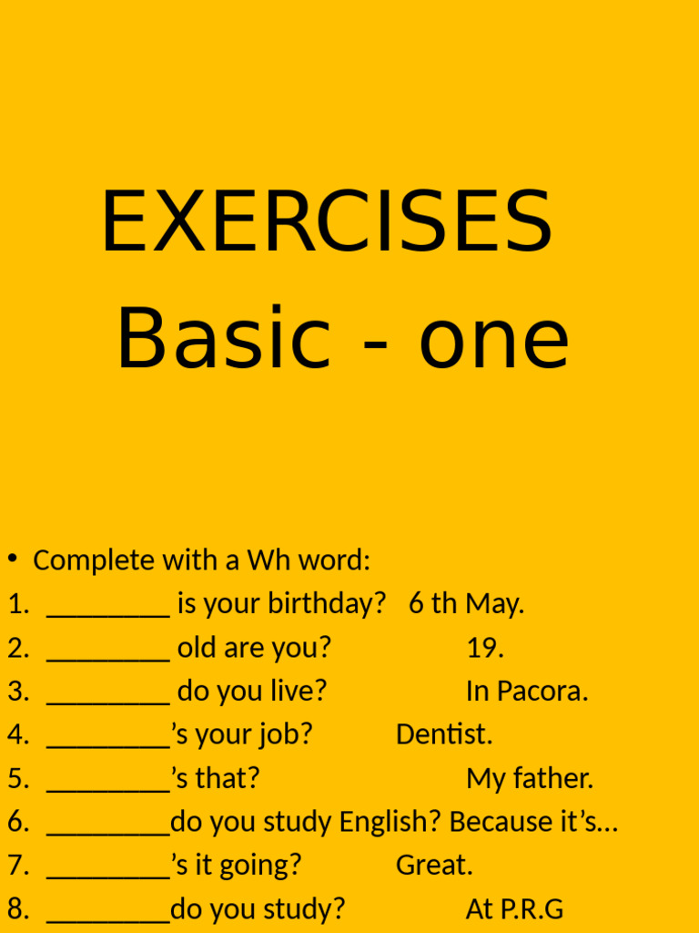Exercises Basic 1 | PDF