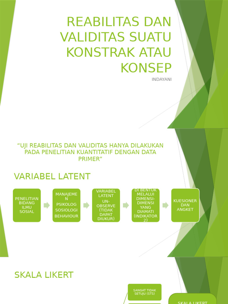 Uji Reabilitas Dan Validitas Suatu Konstrak Atau Konsep | PDF