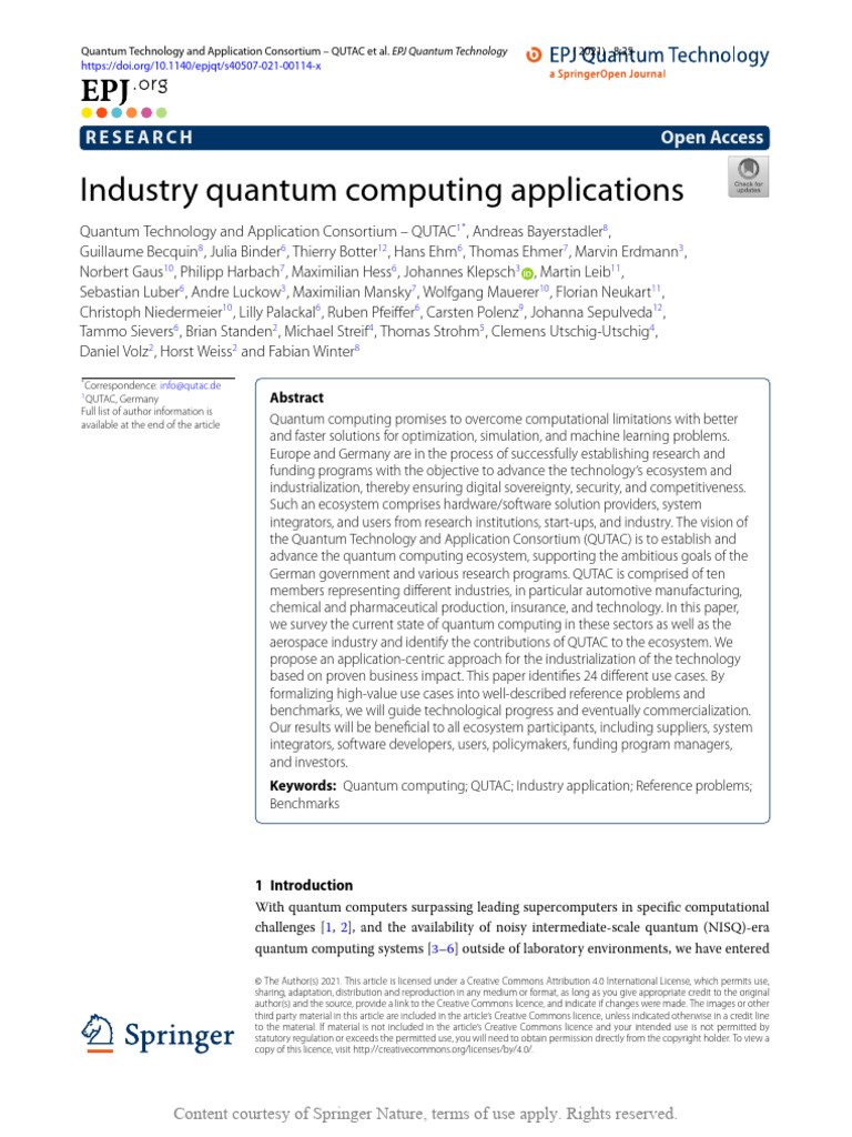 Industry Quantum Computing Applications | PDF | Quantum Computing | Mathematical Optimization