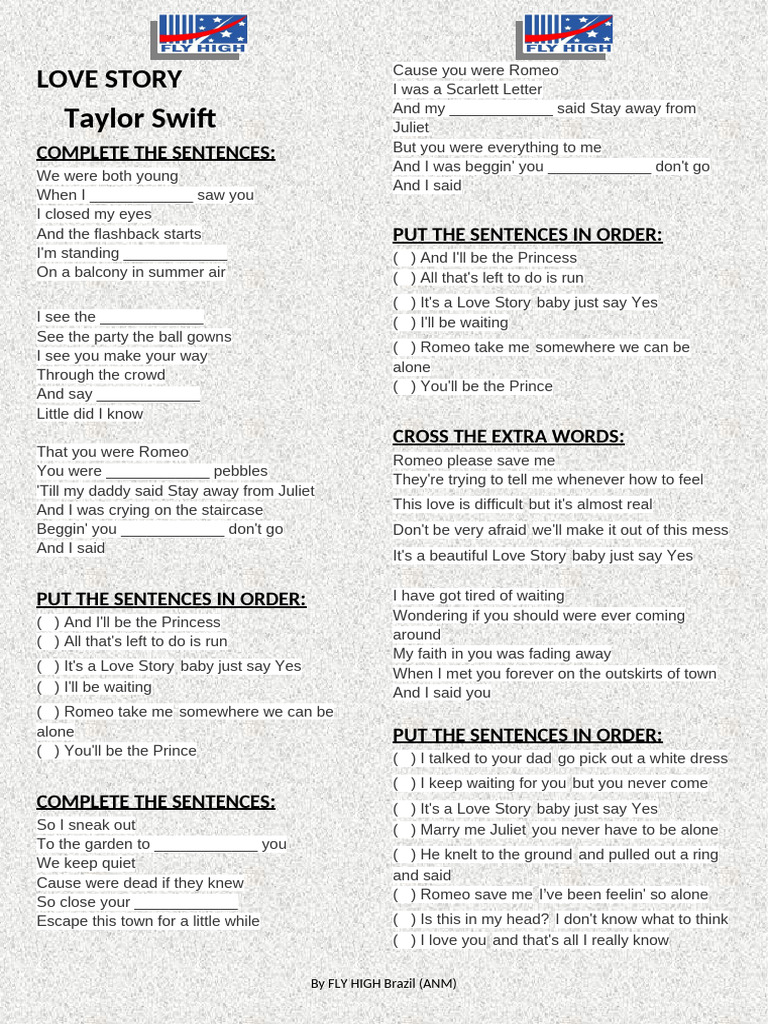 Taylor Swift Love Story Activity Guide | PDF