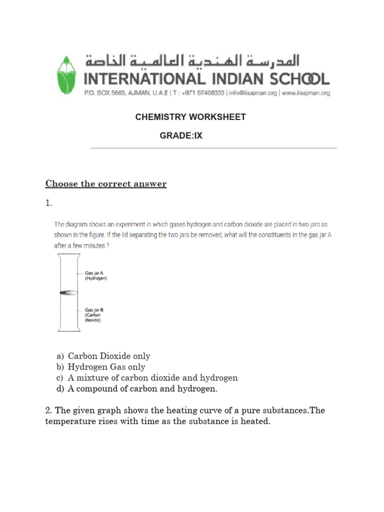 G9-Chemistry - Revision Worksheet-Annual Examination-2023-24 | PDF