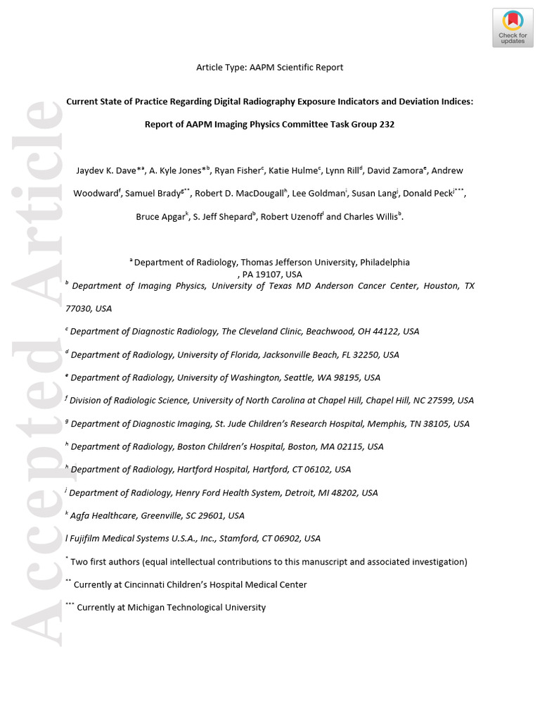 AAPM - TG232 - Current State of Practice Regarding Digital Radiography ...