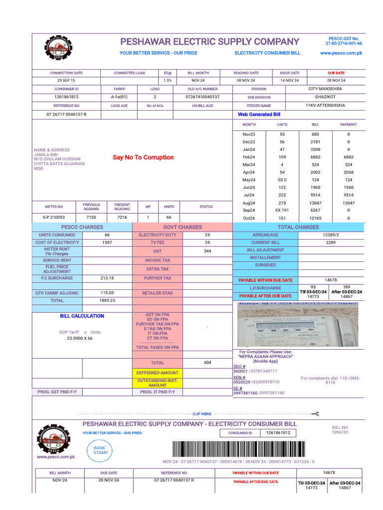 Pesco Online Bill | PDF | Taxes | Services (Economics)
