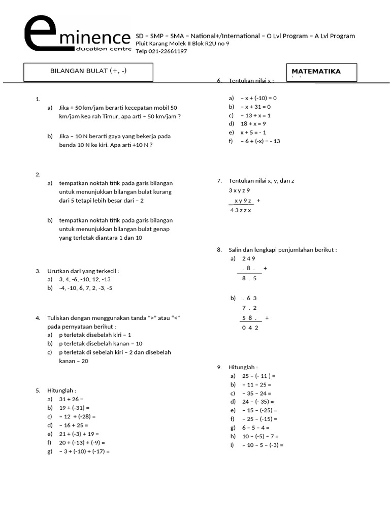 01e - K6 - Bilangan Bulat | PDF