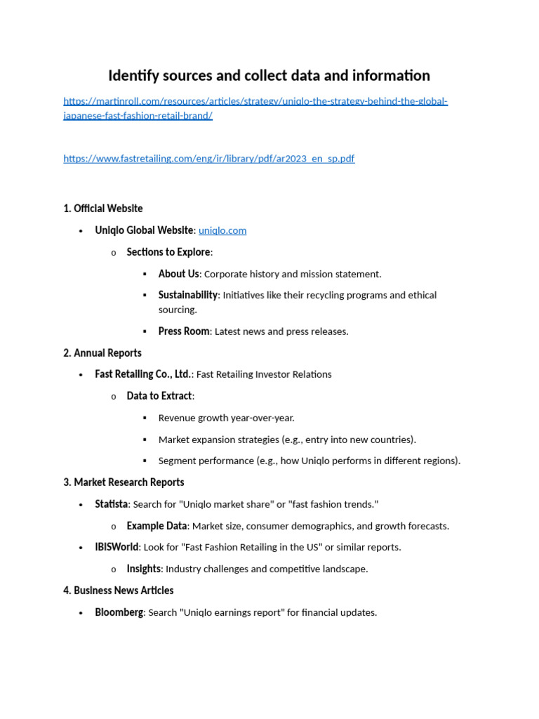 Identify Sources and Collect Data and Information | PDF | Brand | Retail