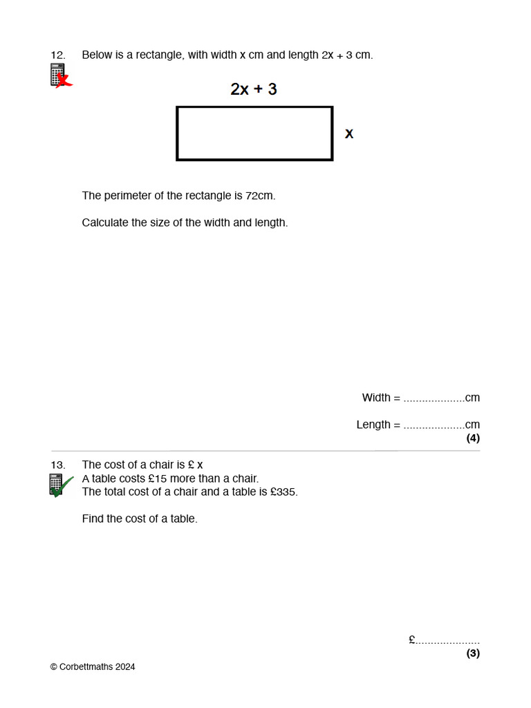 Forming and Solving Equations 1 | PDF | Length | Triangle