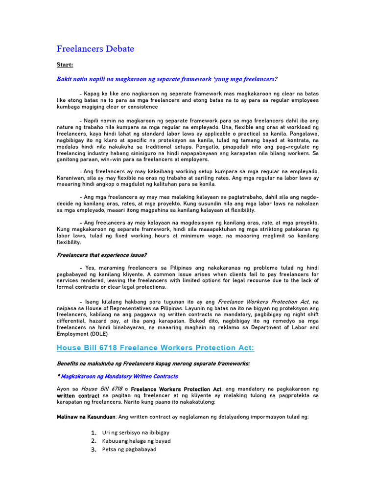 Script For Debate (FREELANCER) | PDF