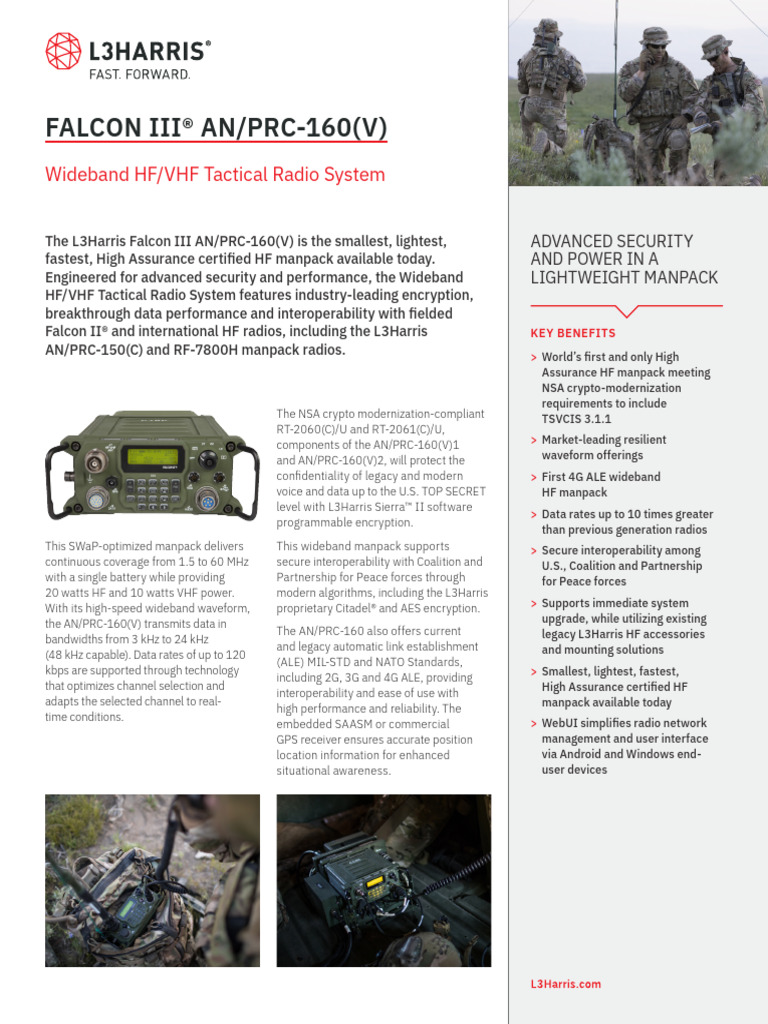 L3harris An PRC 160v Wideband HF VHF Tactical Radio Datasheet Cs Tcom | PDF | Telecommunications ...