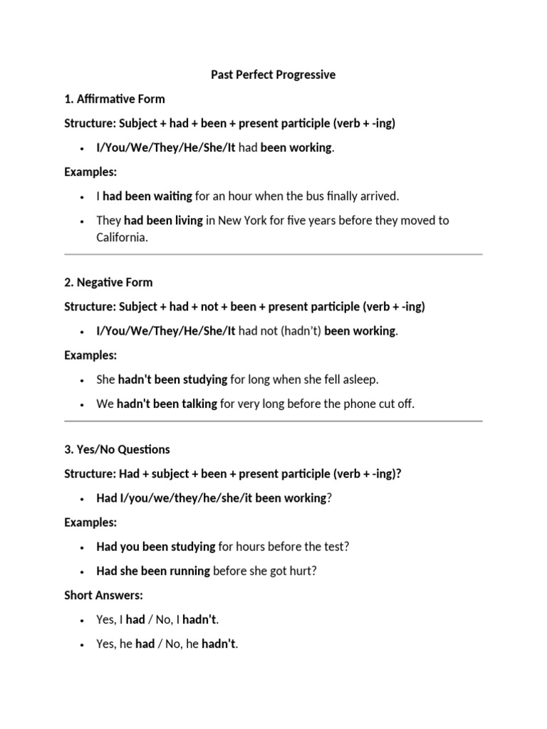 Understanding Past Perfect Progressive | PDF