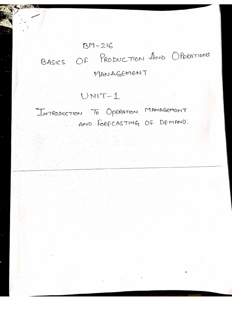 Production & Operation Management Unit 1 | PDF
