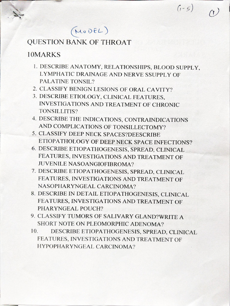 Throat Qbank | PDF