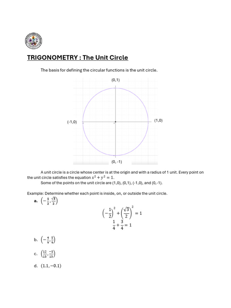 Trigo - Unit Circle | PDF