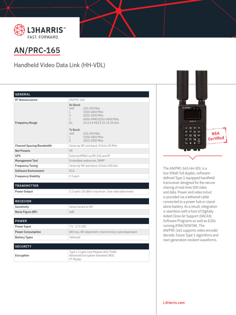 An PRC 165 Handheld Video Data Link HH VDL Spec Sheet | PDF | Ultra ...