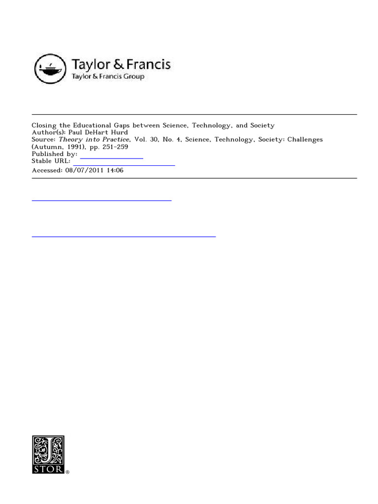 Closing The Educational Gaps Between Science, Technology, and Society ...