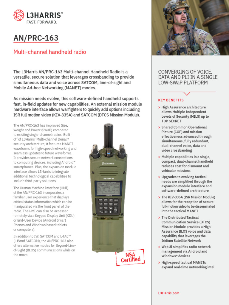 L3harris An PRC 163 Multi Channel Handheld Radio Datasheet Cs Tcom 08 ...