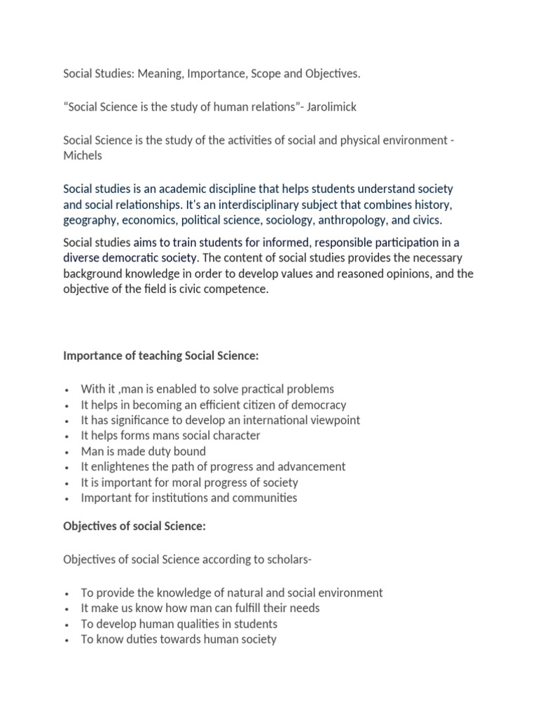 Social Studies Importance | PDF