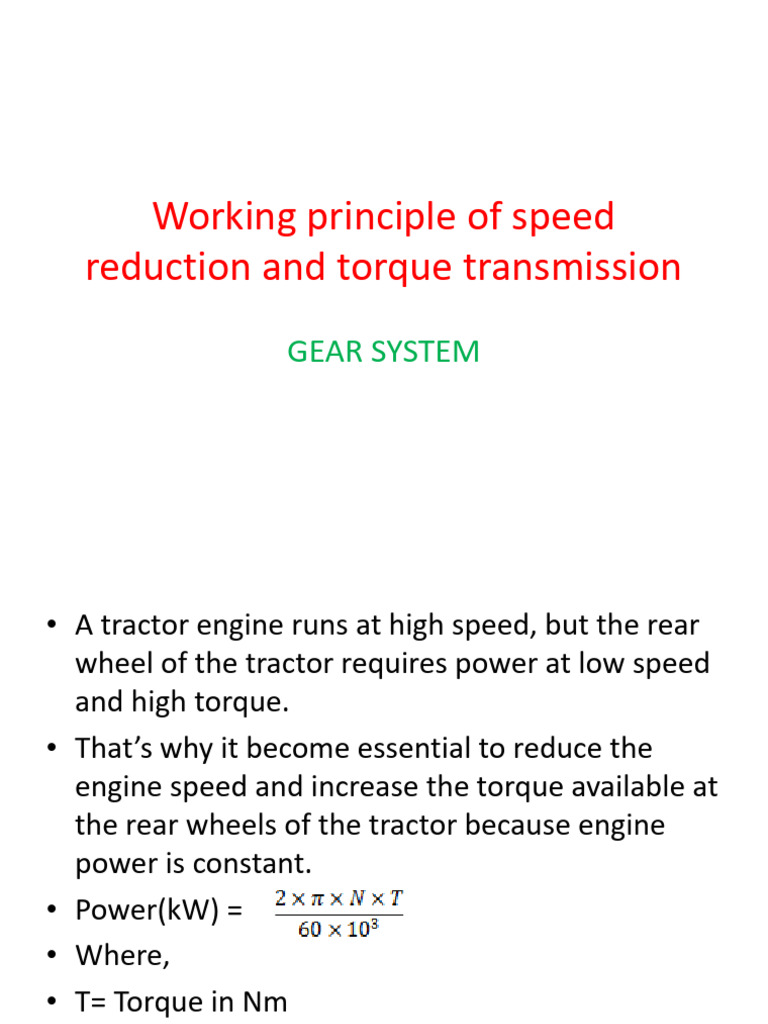 Working Principle of Speed Reduction Gearbox | PDF | Gear | Vehicles