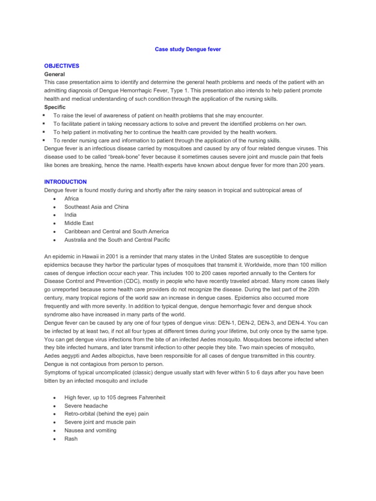 Case Study Dengue Fever | Download Free PDF | Infection | Microbiology