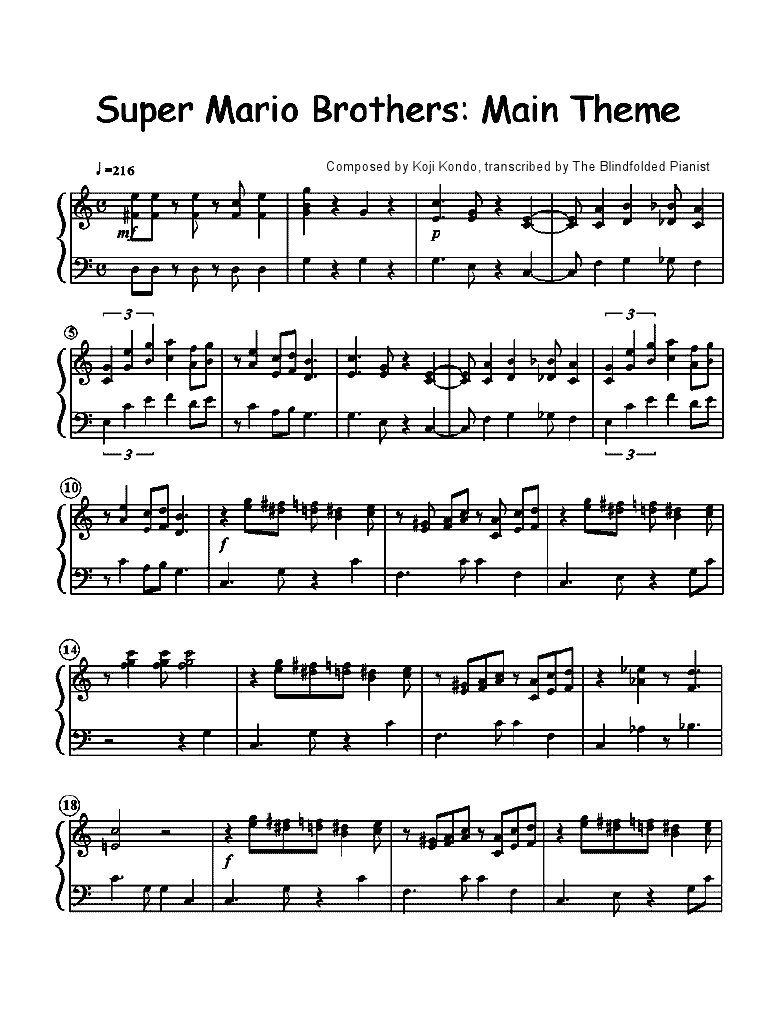 Super Mario Theme Song | PDF