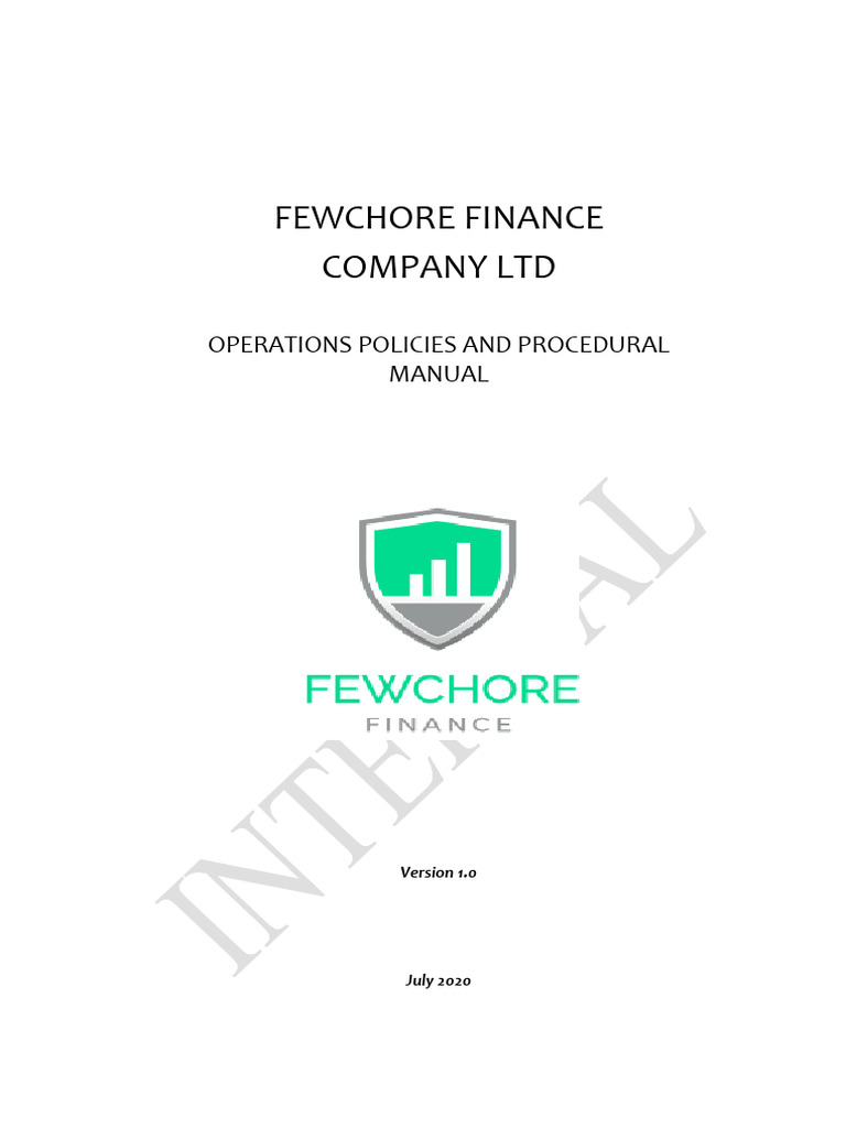 Fewchore Finance Internal Audit SOP | PDF | Overdraft | Audit