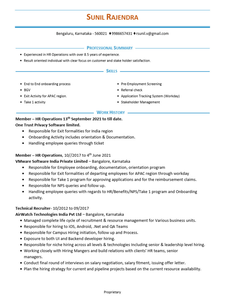 Resume - Sunil Rajendra | PDF | Recruitment | Computing