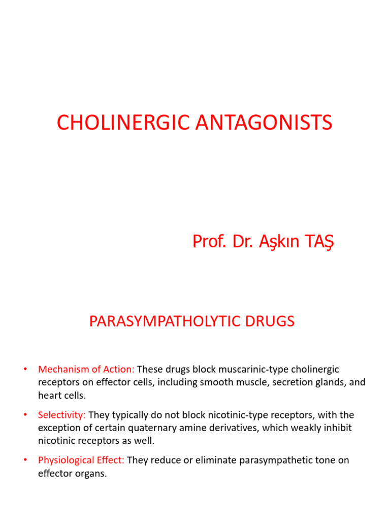 Cholinergic Antagonists | PDF | Acetylcholine