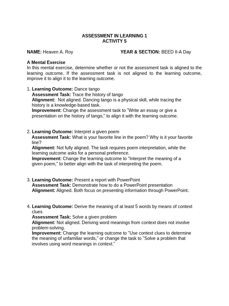 Aligning Assessment Tasks with Learning Outcomes | PDF | Learning ...