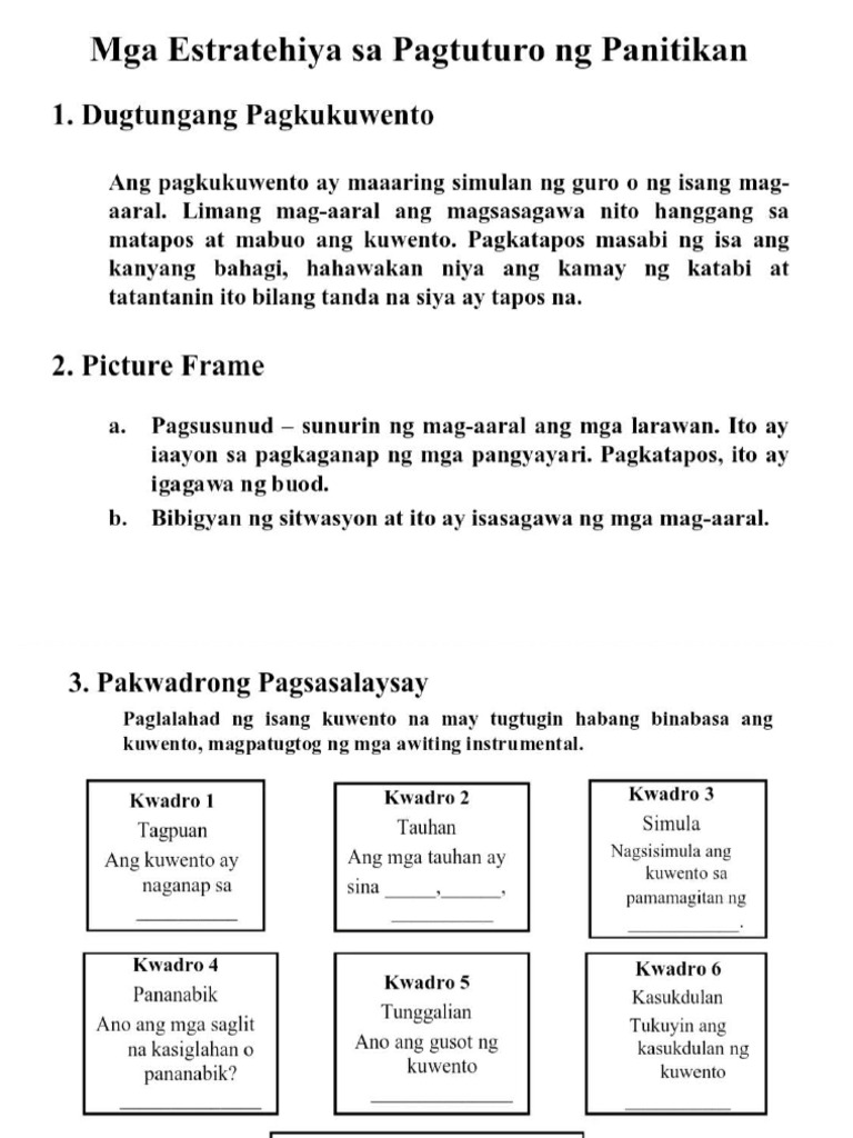 Mga Estratehiya Sa Pagtuturo NG Panitikan WPS Office | PDF