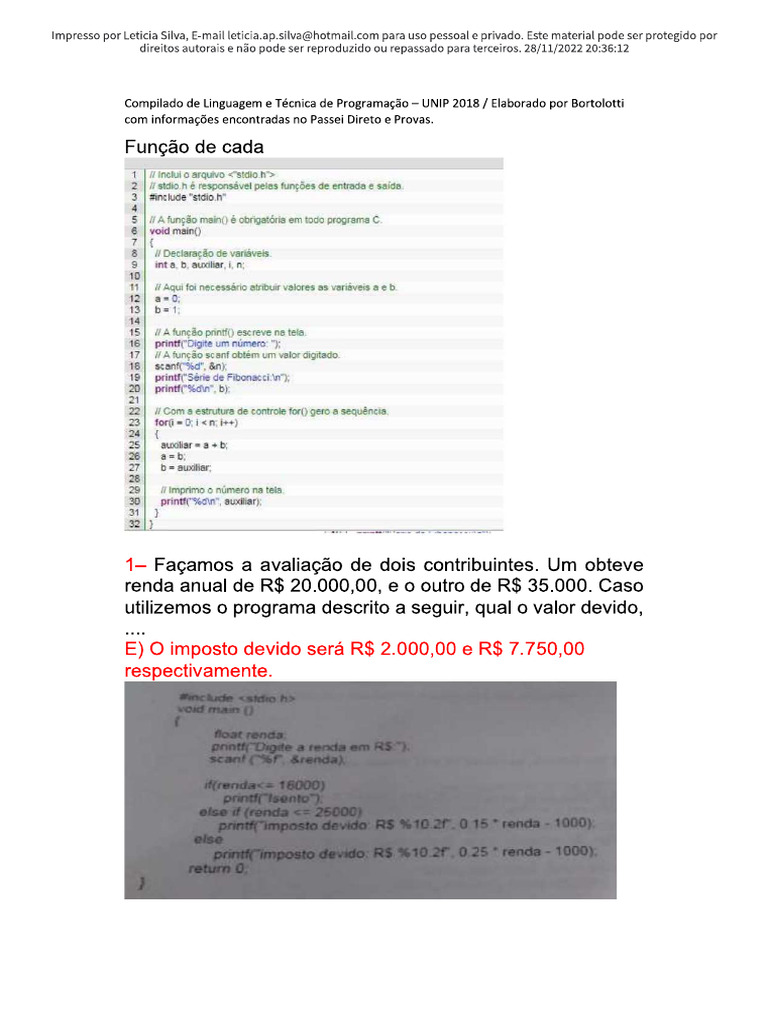 Compilado Ling e Tecn Programacao - Com Provas | PDF