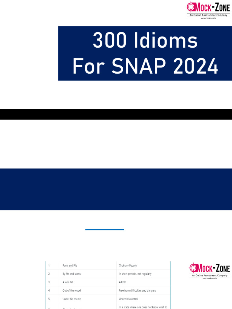 Idioms for SNAP 2024 Exam Prep | PDF