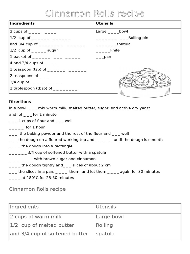 CinnamonRollRecipe StudentVersion | PDF