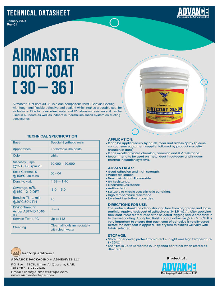 Airmaster Duct Coat-30-36 - REV-01 | PDF