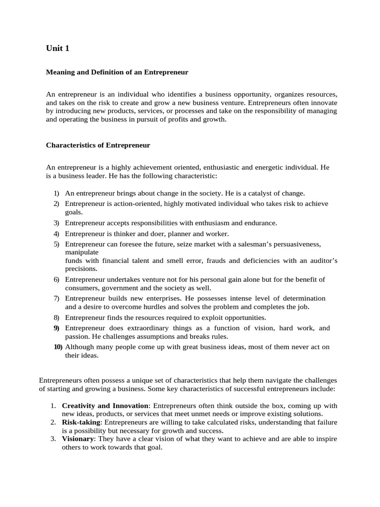 Characteristics and Types of Entrepreneurs | PDF | Entrepreneurship ...