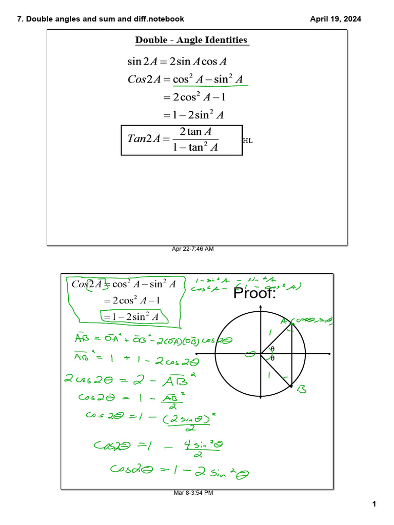 Double Angles and Sum and Diff | PDF | Trigonometry | Mathematical Objects