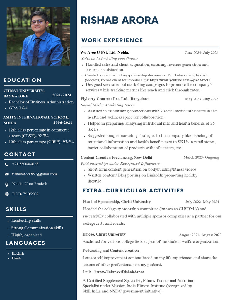 Rishab’s Resume | PDF | Marketing | Human Communication