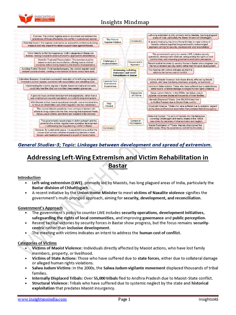 Addressing Left-Wing Extremism in Bastar | PDF | Social Psychology ...