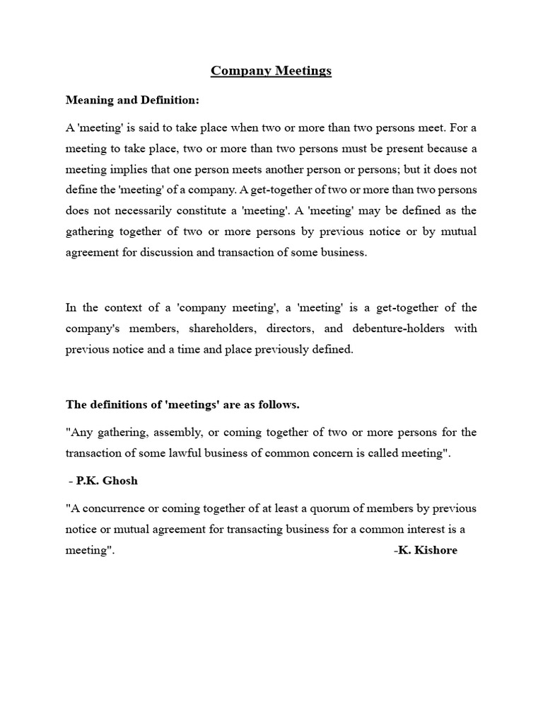 Understanding Company Meetings | PDF | Board Of Directors | Justice