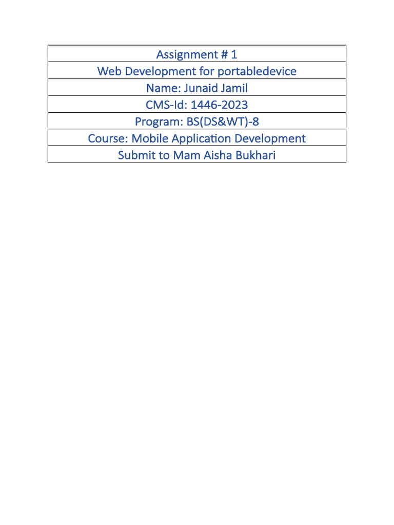 Junaid Assignment | PDF | Mobile App | Cross Platform Software
