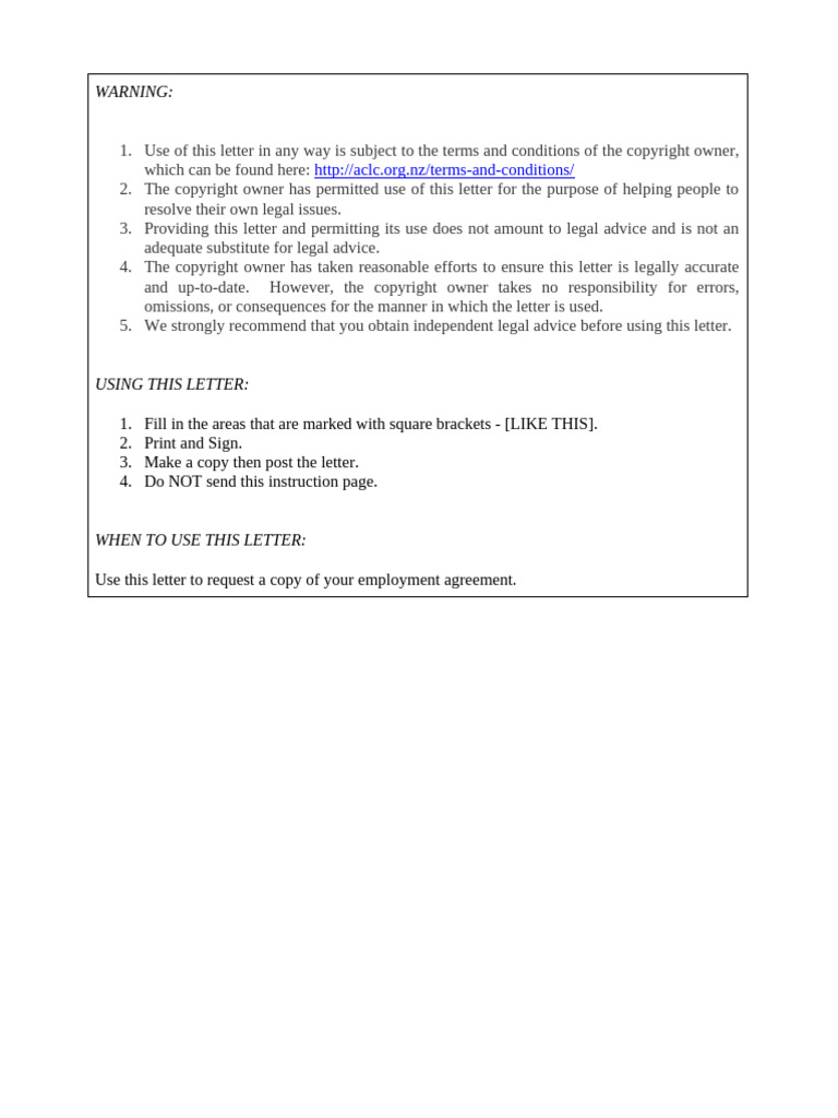 Request Employment Agreement Letter | PDF