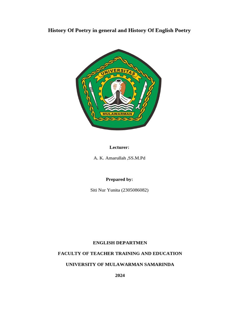 History of Poetry in General and History of English Poetry | PDF ...