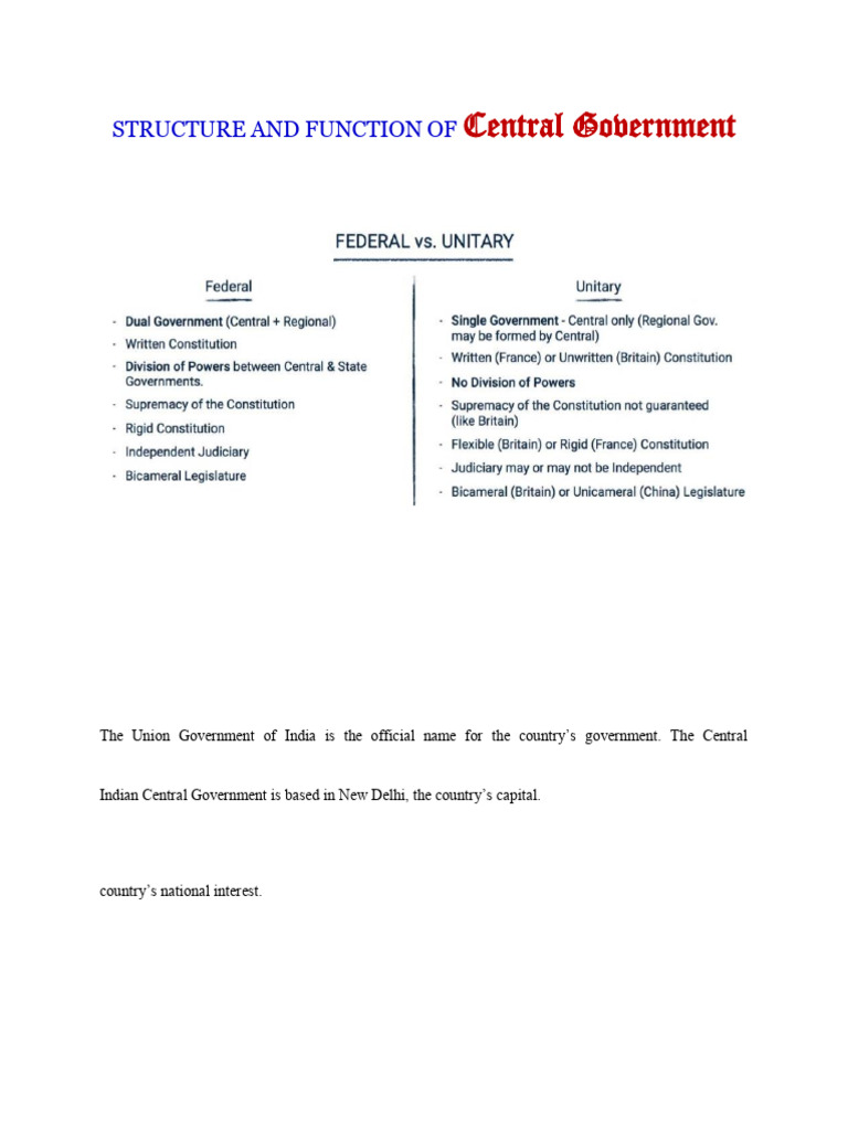 Unit 3 Structure and Function of Central Government | PDF | Government ...