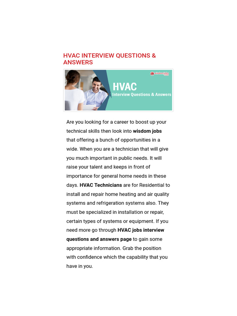 Hvac Interview Questions & Answers: Wisdom Jobs | PDF | British Thermal ...