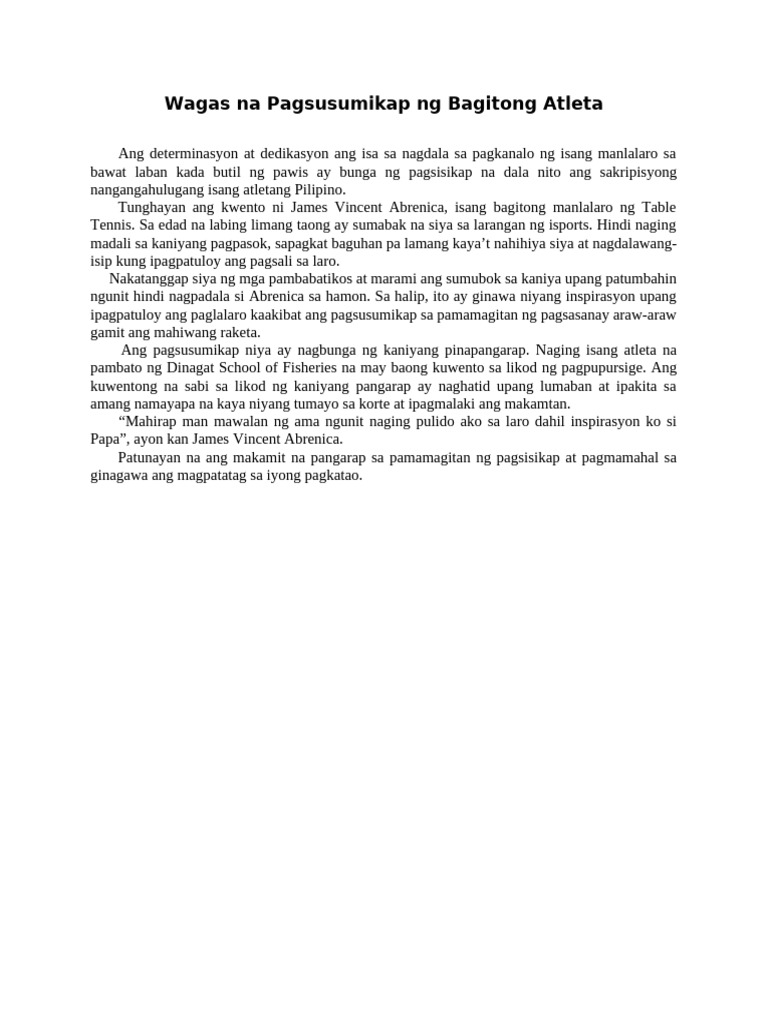SPORT 2ND Ang Wagas Na Pagsusumikap NG Bagitong Atletang Pilipino | PDF