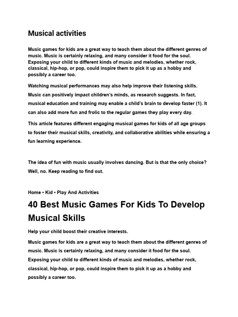 Musical Activities | PDF | Performing Arts