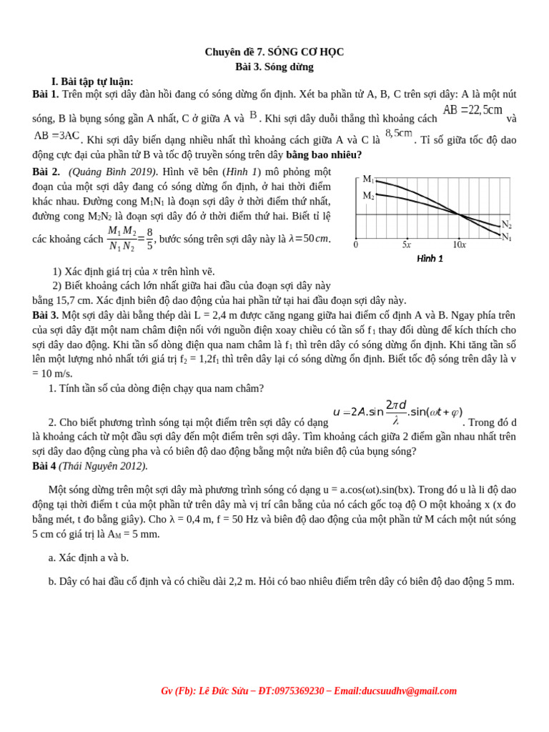 Chuyên đề 7. D3. Sóng dừng - HSG | PDF