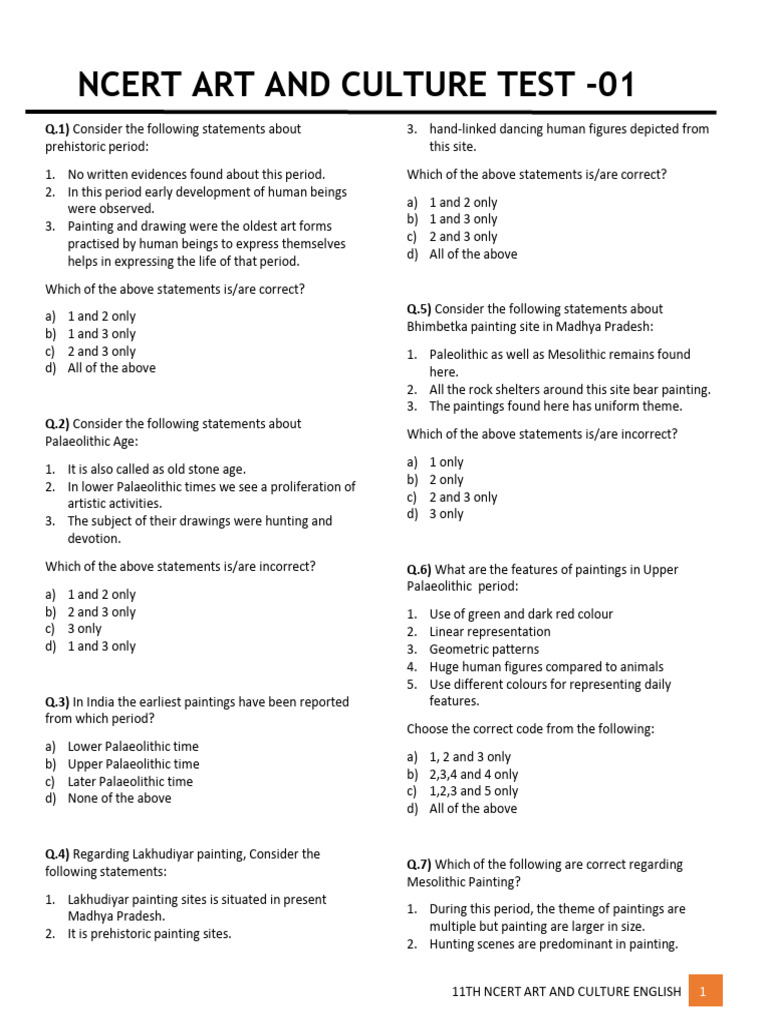Ncert Art and Culture Test | PDF