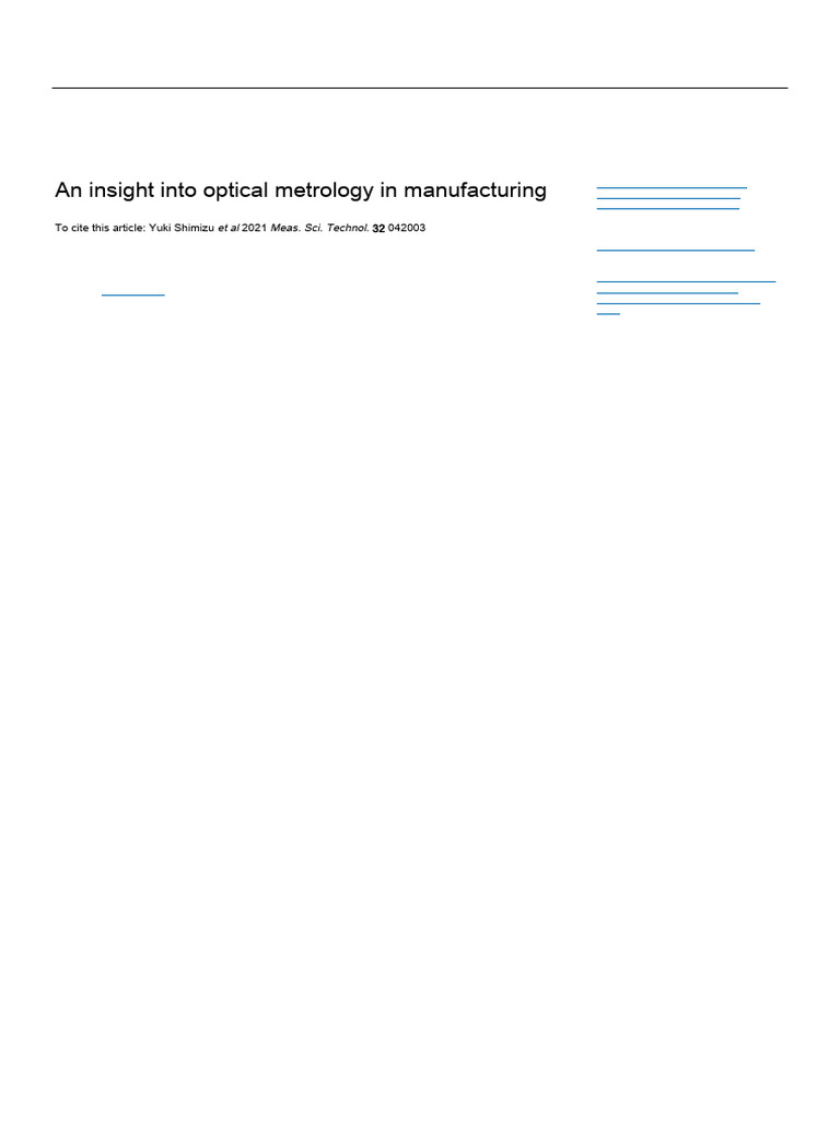 2021 - An Insight Into Optical Metrology in Manufacturing | PDF ...