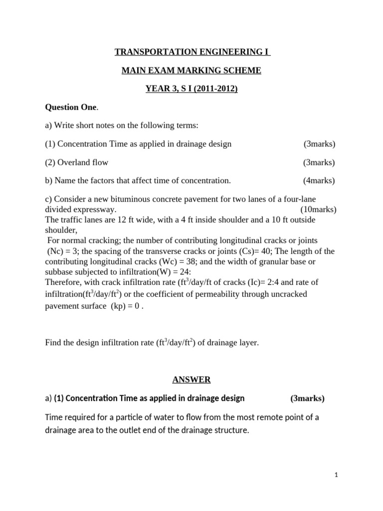 Transportation Engineering Exam Guide | PDF | Road | Road Surface