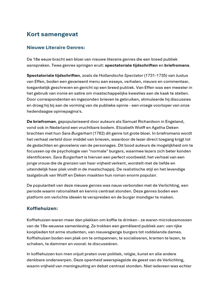 Nederlands Theorie Samenvatting Literatuur | PDF
