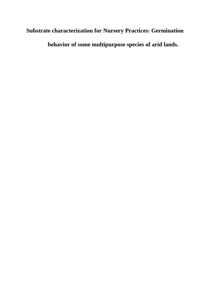 Substrate Characterization | PDF | Seed | Germination